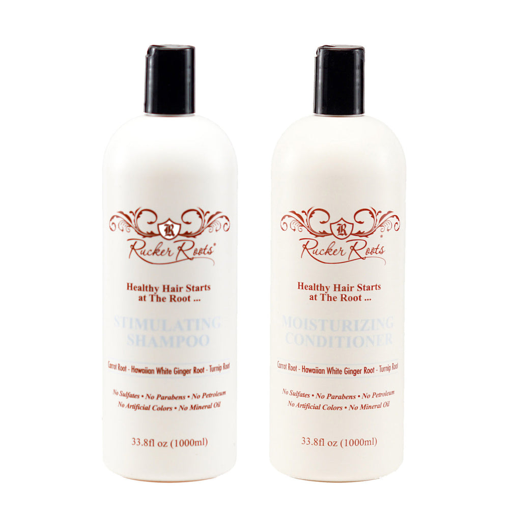 Stimulating Shampoo + Moisturizing Conditioner- Liter Combo Pack